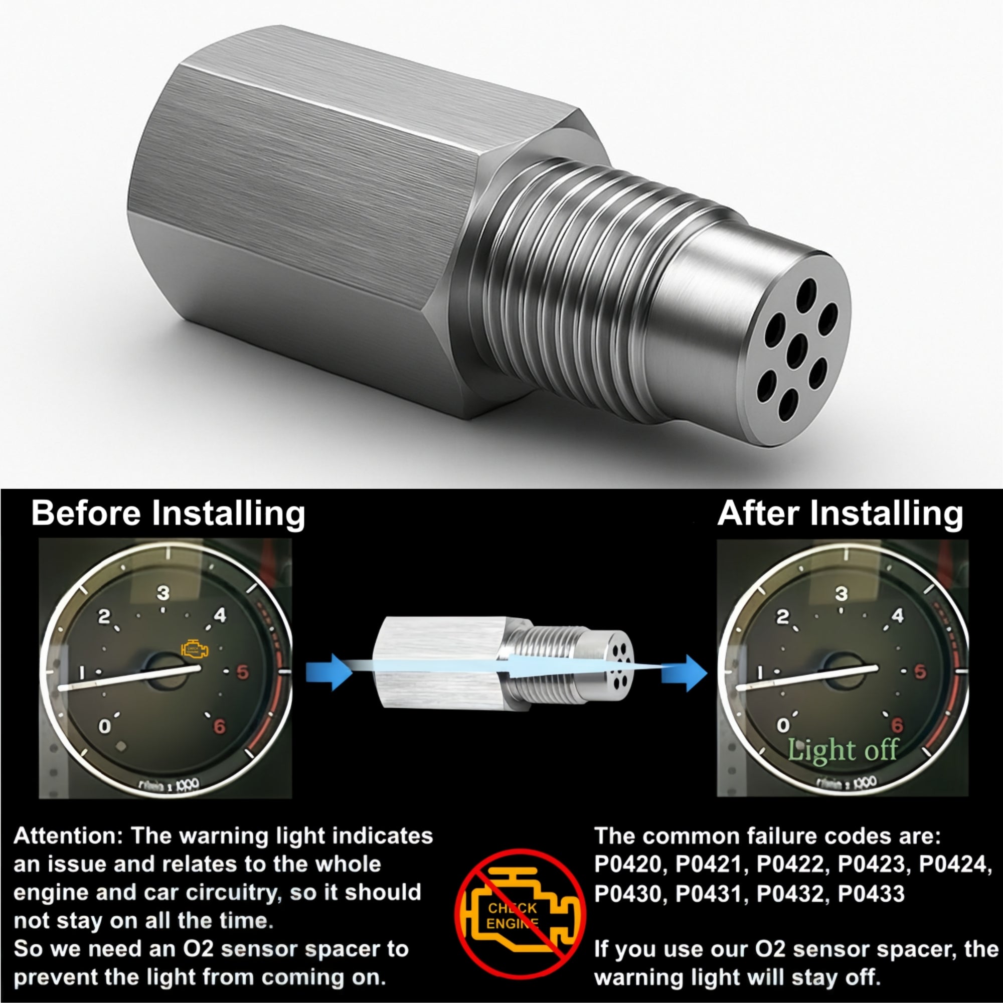 NEW 180° O2 Sensor Spacer Mini Catalizador Mini Catalytic Converter to